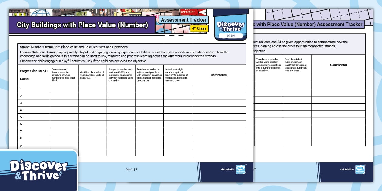 City Buildings with Place Value Assessment Tracker (Number)