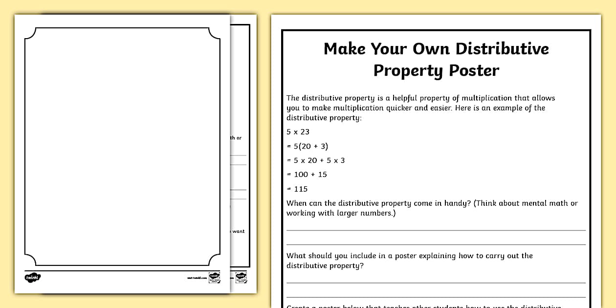 Third Grade Make Your Own Distributive Property Poster