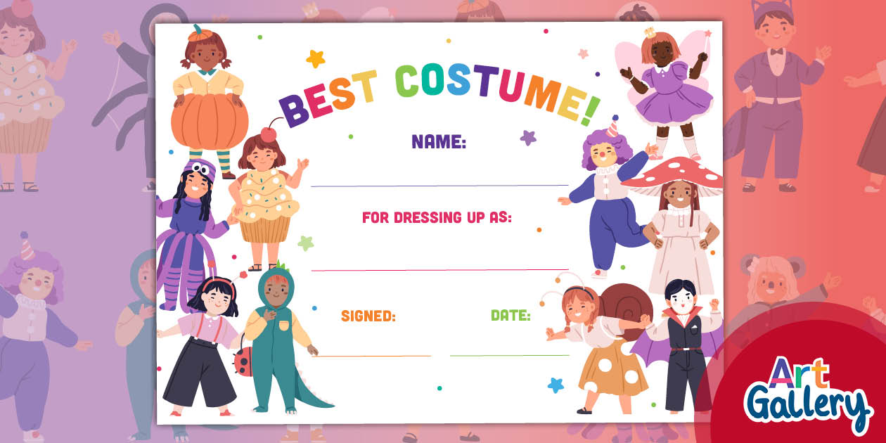 Best Costume Certificates (teacher made) - Twinkl