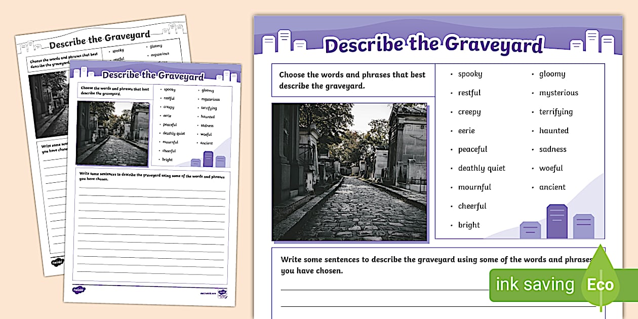 KS2 Describe the Graveyard Worksheet (teacher made) - Twinkl