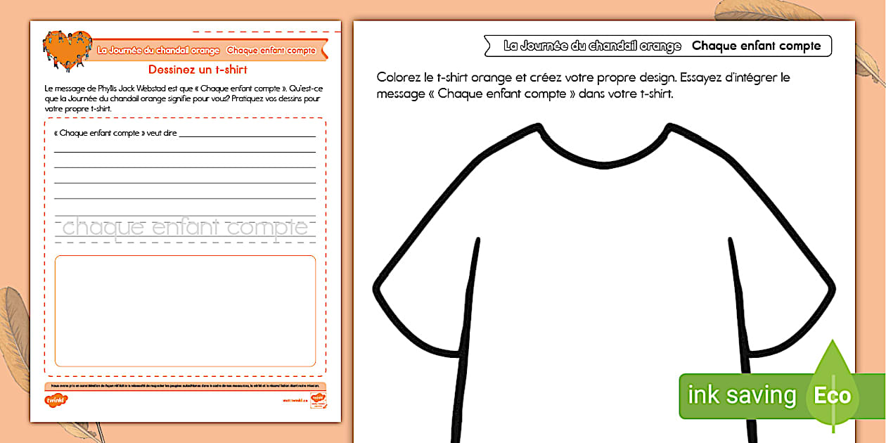 FREE Orange Shirt Day Primary T-Shirt Design French