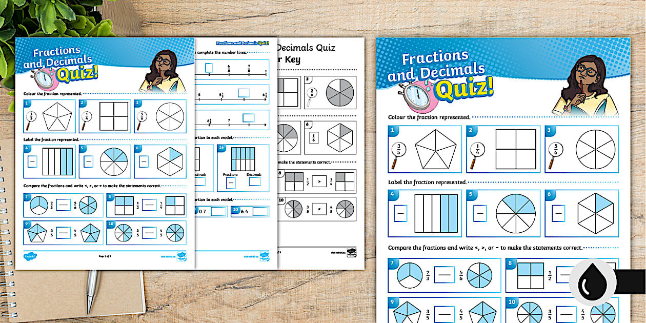 Grade 4 Fractions and Decimals Assessment - Twinkl