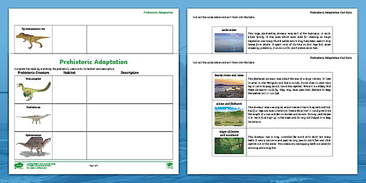 Match the Prehistoric Creature to Its Habitat | Twinkl Originals