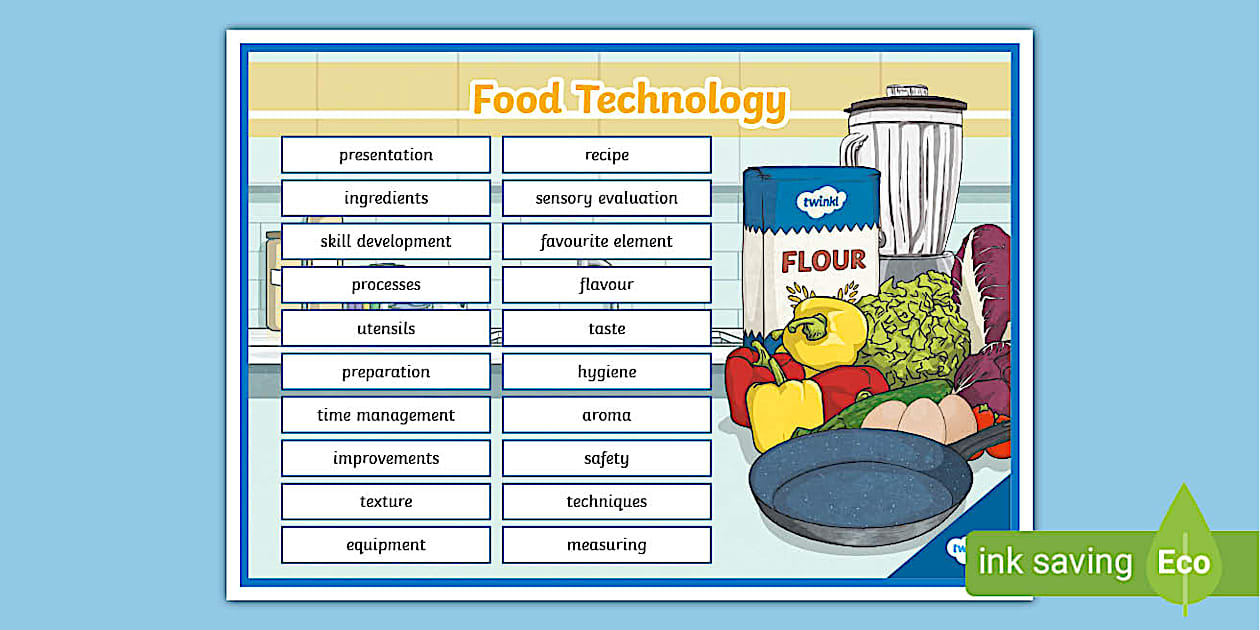 KS2 Food Technology Word Mat (teacher made) - Twinkl