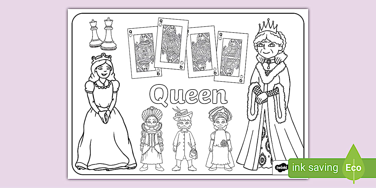 Queen Doodle Colouring Page (teacher made) - Twinkl