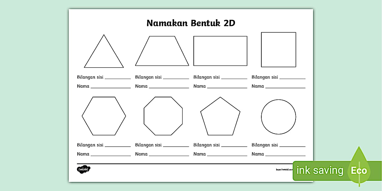 Aktiviti Menamakan Bentuk 2D