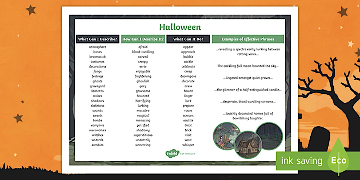 KS2 Descriptive Word Mat: Halloween (teacher made) - Twinkl