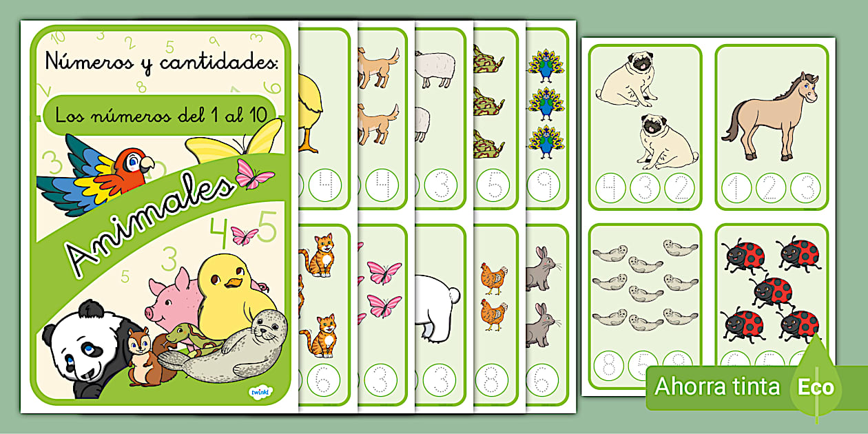 Números y cantidades: Los números del 1 al 10 - Animales