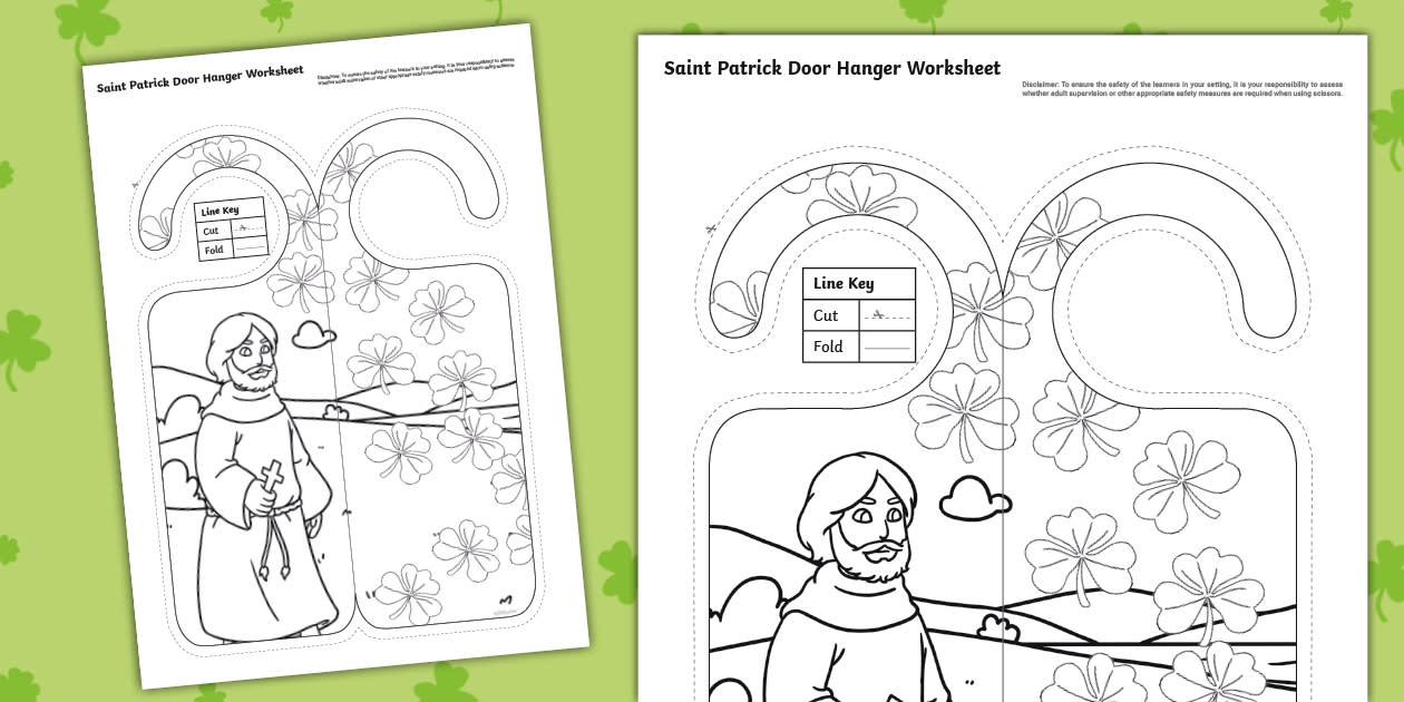 Saint Patrick Door Hanger Worksheet (teacher made) - Twinkl