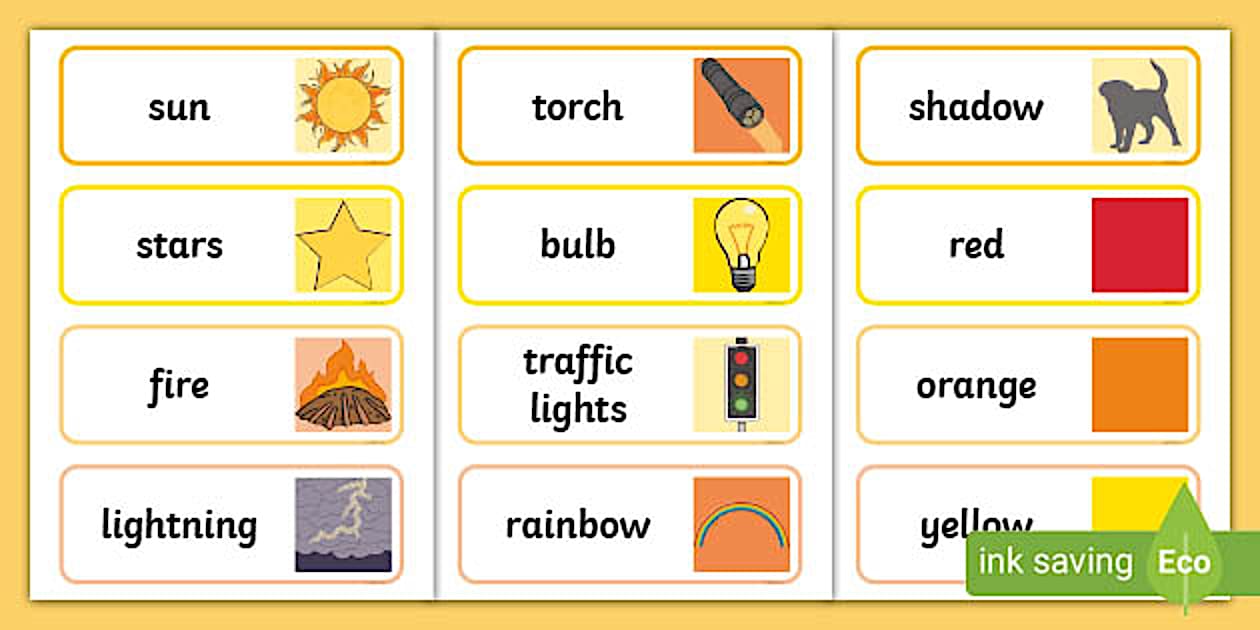 Light Word Cards (teacher made) - Twinkl