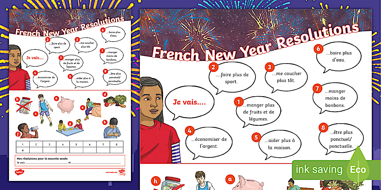 👉 French New Year's Resolutions - French Activity Sheet