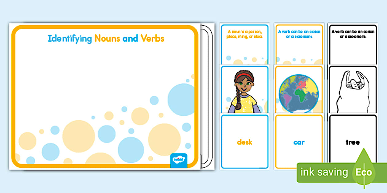 Identifying Nouns and Verbs Anchor Chart (teacher made)