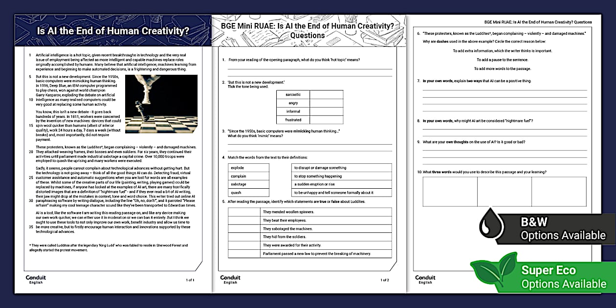 BGE Mini RUAE: Is AI the End of Human Creativity? - Twinkl