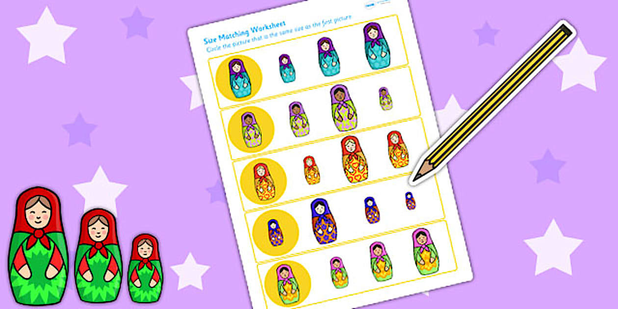 Russian Doll Size Matching Worksheet / Worksheet - Twinkl