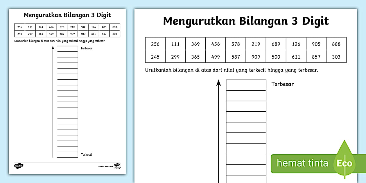 Mengurutkan Bilangan 3 Digit (teacher made) - Twinkl