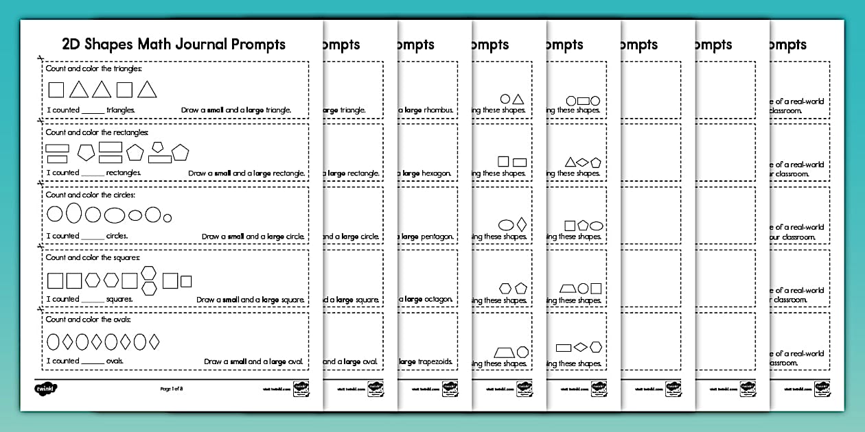Kindergarten 2D Shapes Math Journal Prompts (teacher made)