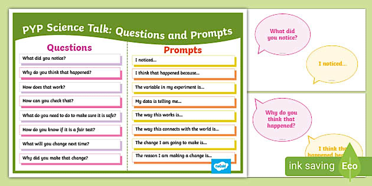 PYP Science Talk - Questions and Prompts (teacher made)