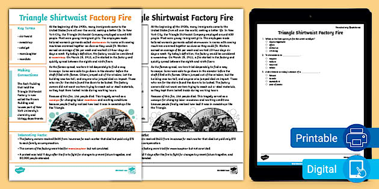 Seventh Grade Triangle Factory Fire Fact File & Vocab Questions