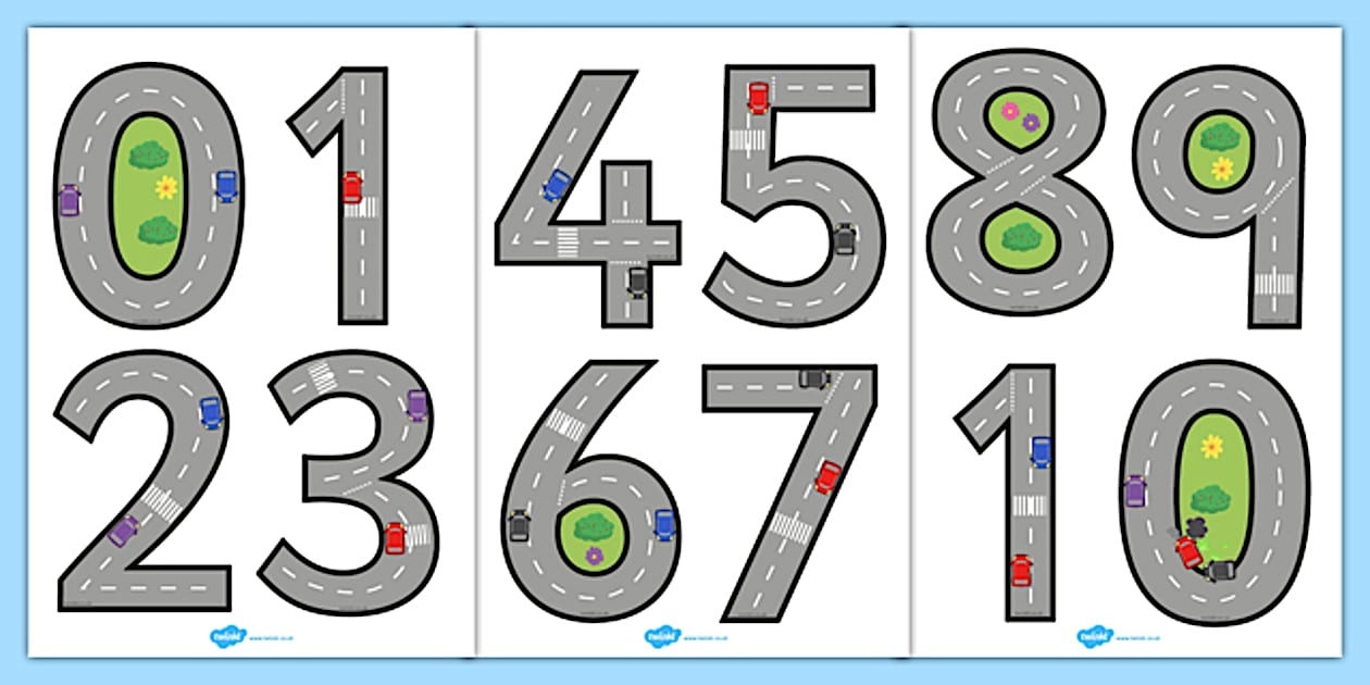 Road Themed Display Numbers 0-20 (teacher made) - Twinkl