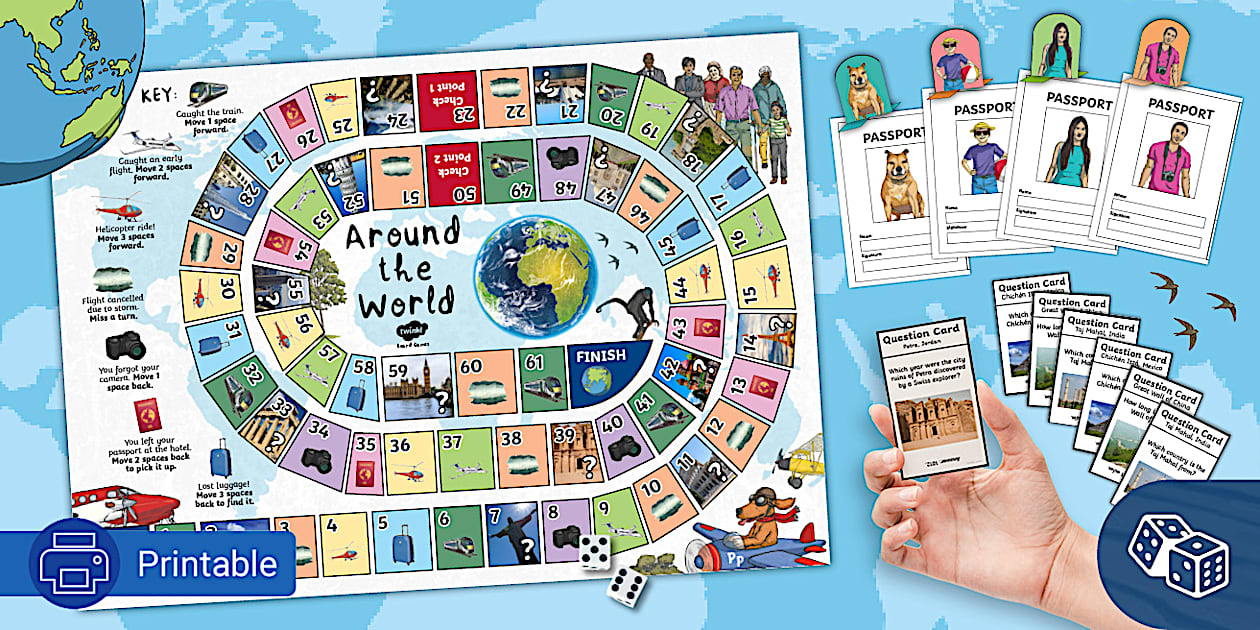 Geography Trivia Board Game | Around the World Board Game