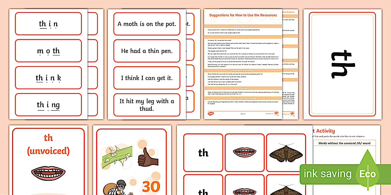 Consonant Digraphs Pack Unvoiced /th/ (teacher made)
