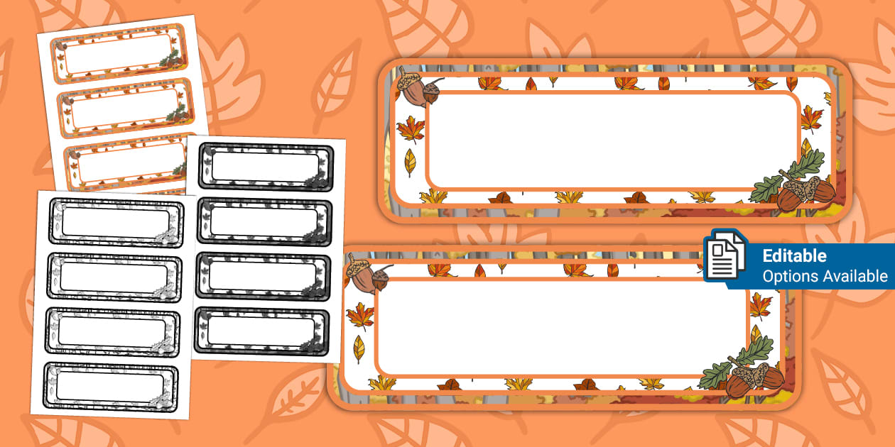 Autumn-Themed Name Labels