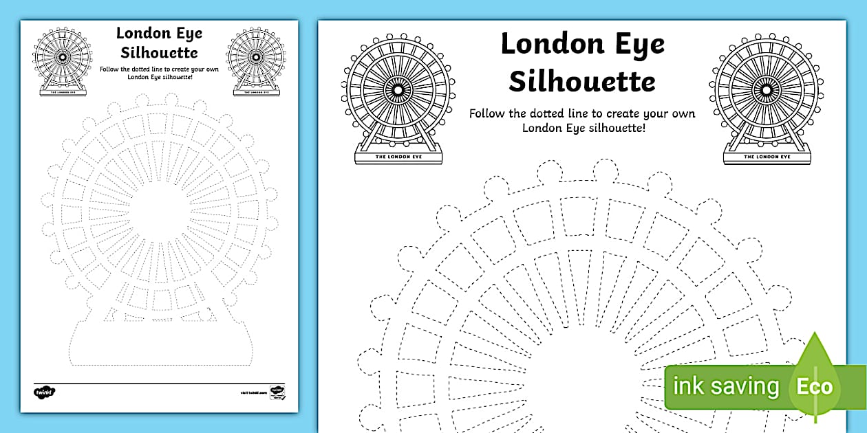 London Eye Silhouette Drawing Activity - Twinkl