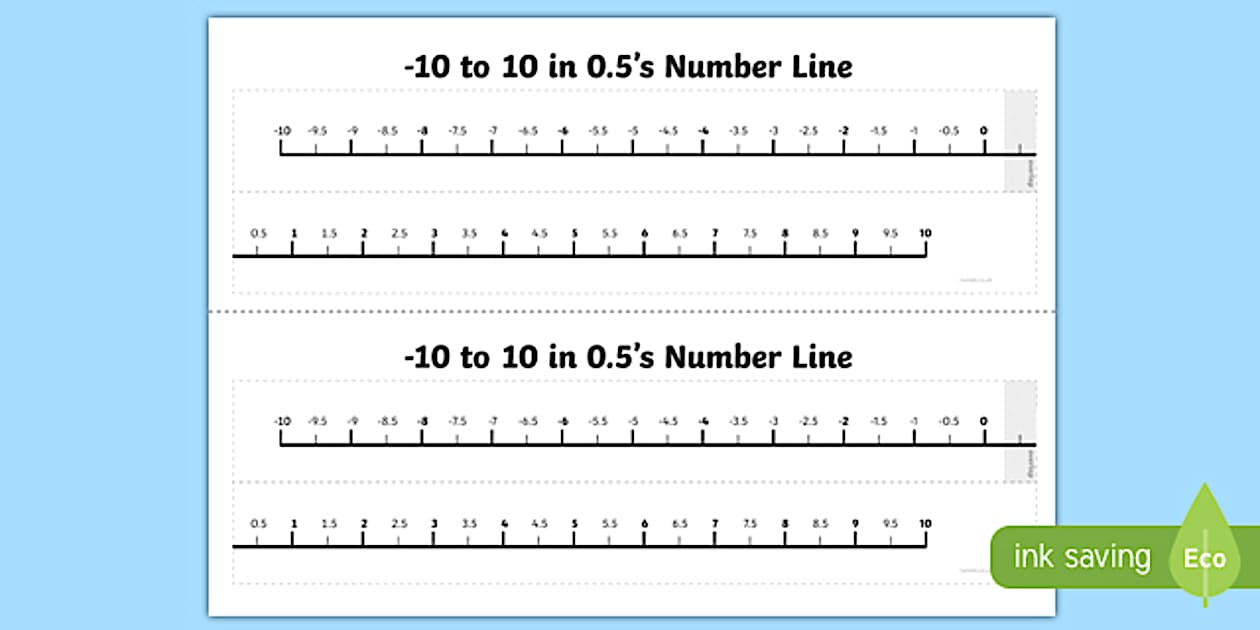 Numbers -10 to 10 in Halves Number Line (teacher made)
