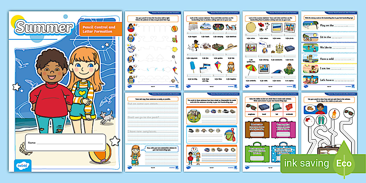 EYFS/KS1 Summer Pencil Control & Letter Formation Handwriting Activity ...