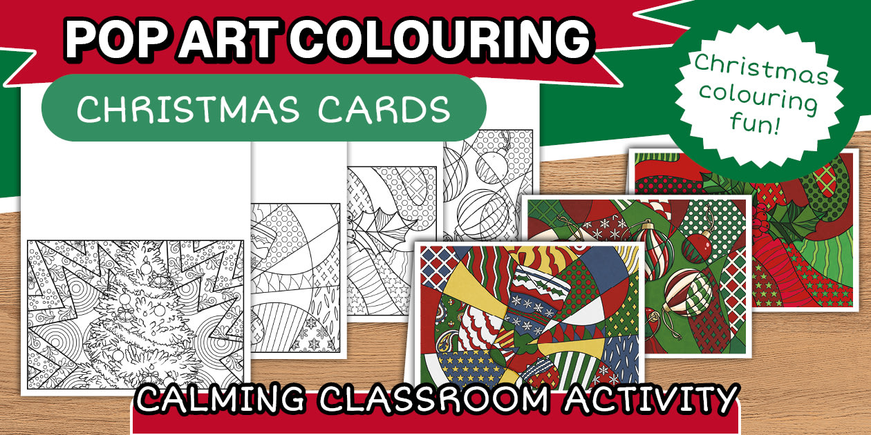 Pop Art Colouring Christmas Cards