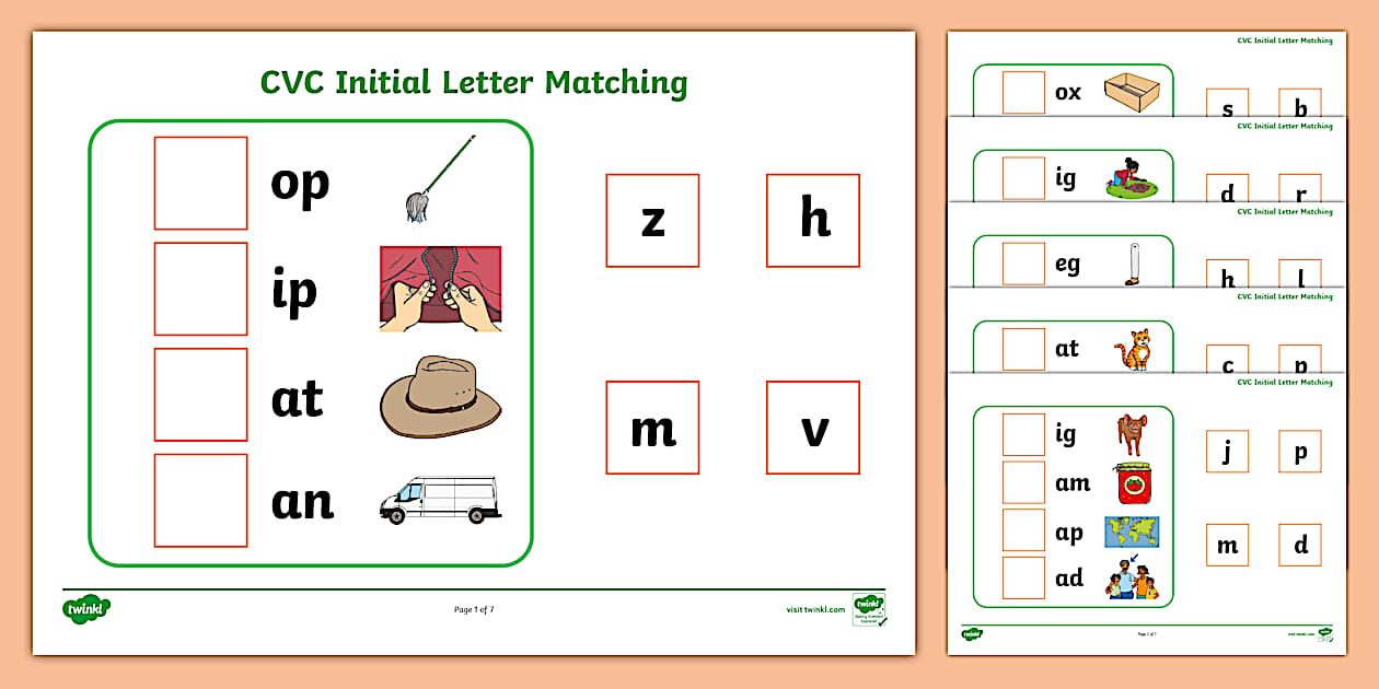 Workstation Pack: CVC Initial Letter Matching Activity Pack