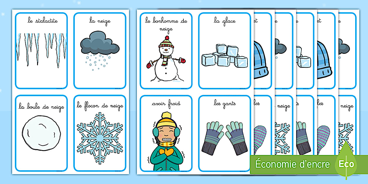 Cartes pour jeu de paires : L'hiver - Twinkl