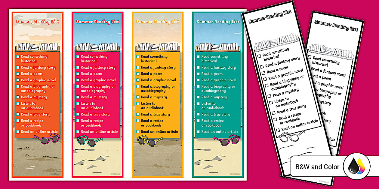 Summer Reading List Bookmark for 6th-8th Grade - Twinkl