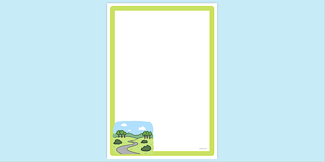 Simple Blank Path Through Hills Page Border | Page Borders