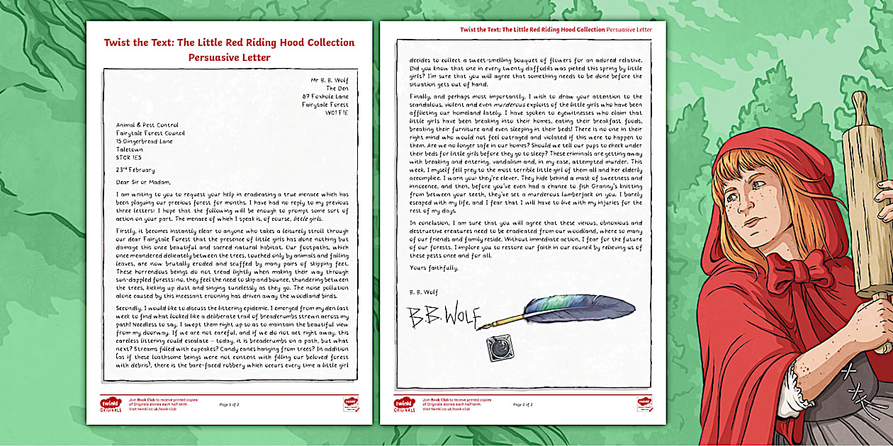 Persuasive Letter from the Big Bad Wolf for Key Stage 2
