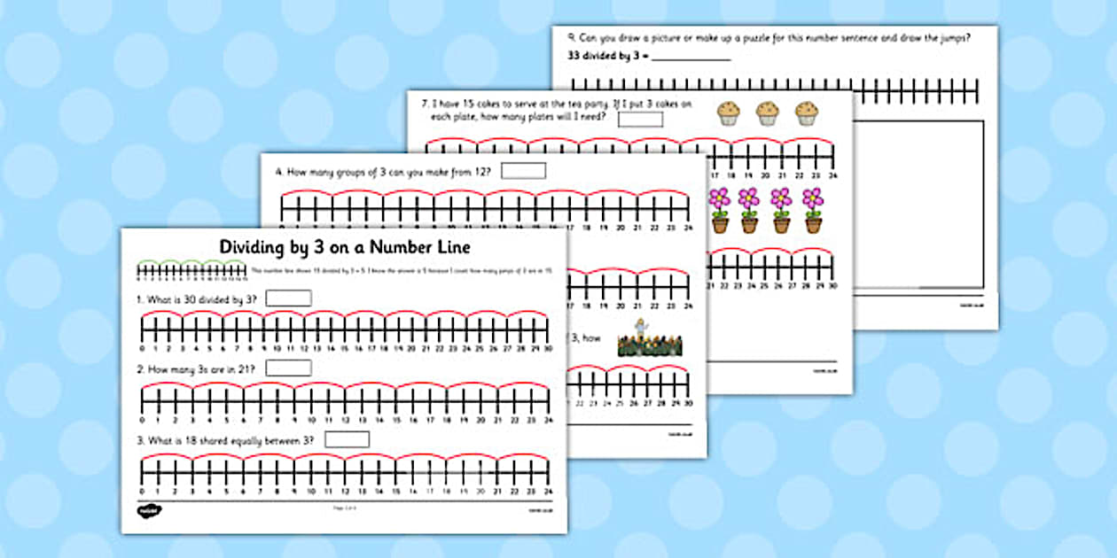 Multiplication and Division on a Number Line: Division by 3 on a Number ...