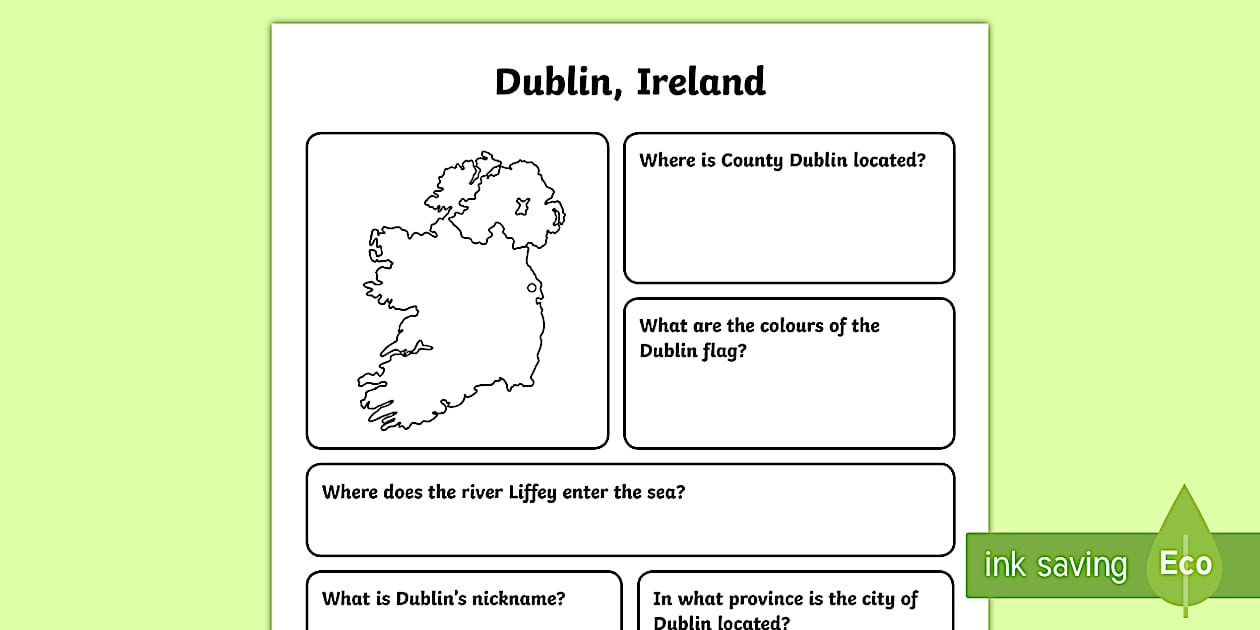 Dublin, Ireland Worksheet (teacher made) - Twinkl