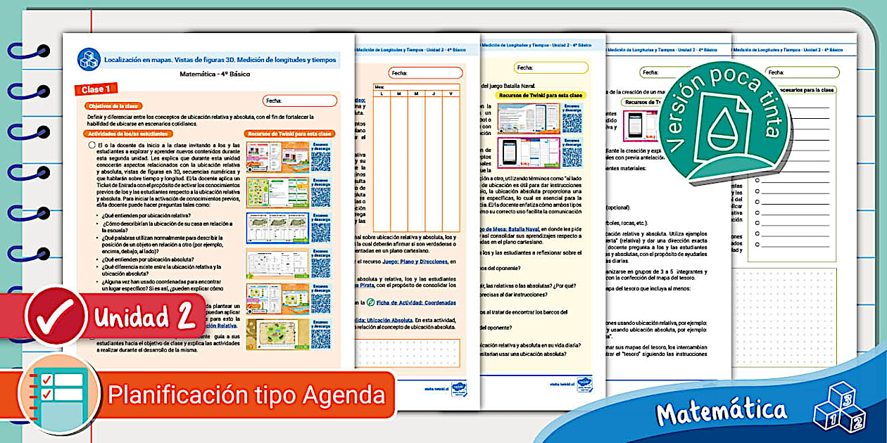 Planificación | Unidad 2 | Matemática | 4º Básico | Agenda