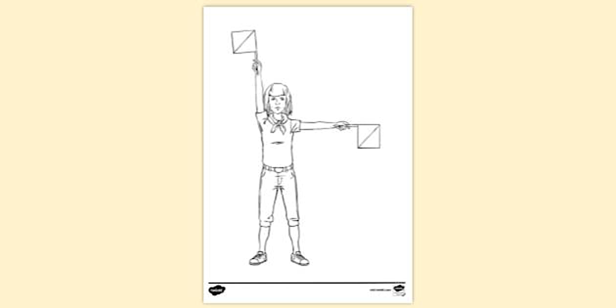 Semaphore J Colouring Sheet Colouring | Colouring Sheets