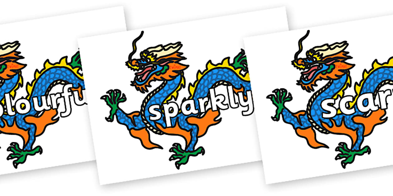 Cursive Wow Words on Chinese Dragon (teacher made) - Twinkl