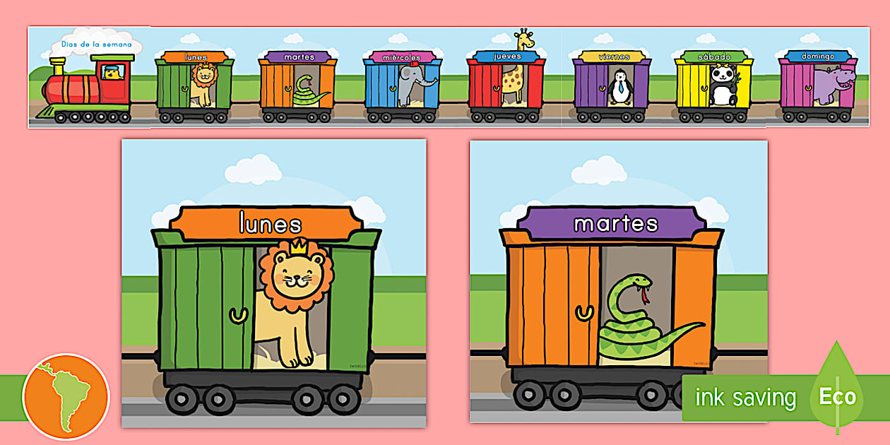 Carteles: Los días de la semana en el tren (Teacher-Made)