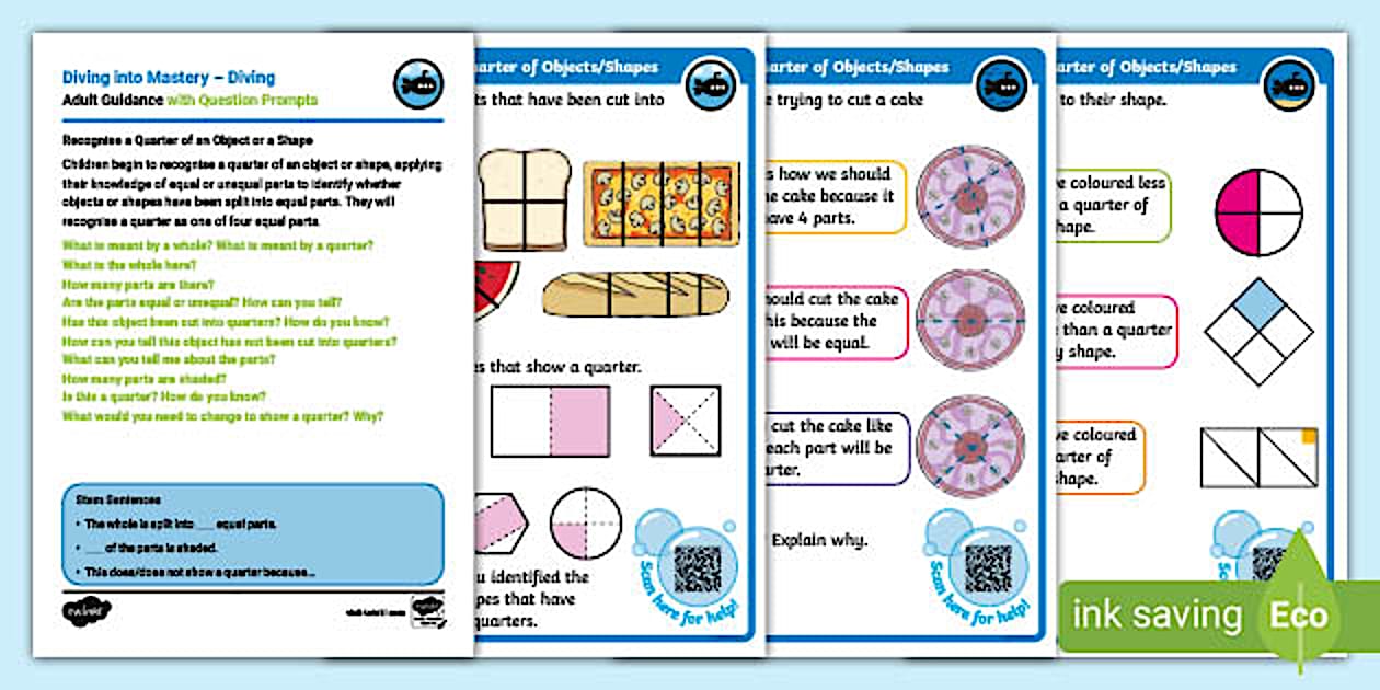 👉 Find a Quarter of a Shape or Object | Year 1 | DiM | Twinkl