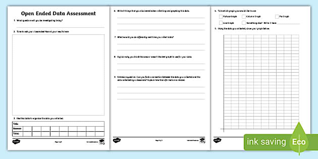 Editable Open Ended Data Assessment Sheet - Twinkl
