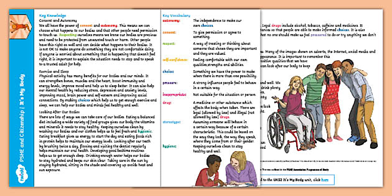 PSHE: UKS2 It's My Body - Knowledge Organiser (Teacher-Made)