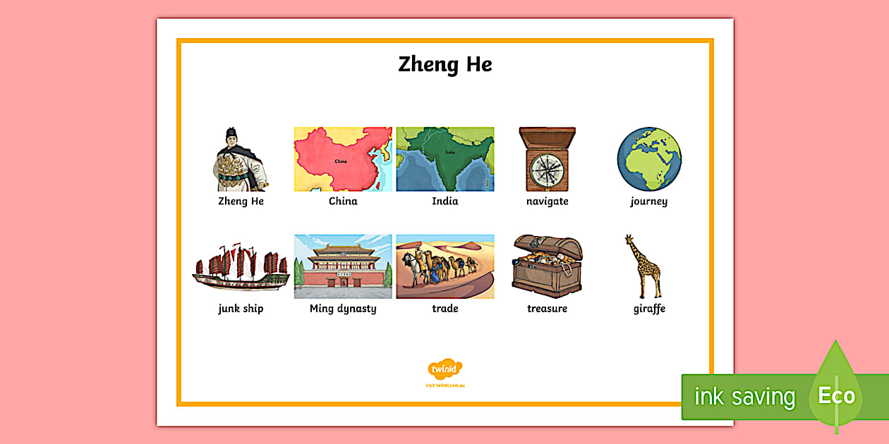 Zheng He Themed Word Mat (teacher made) - Twinkl