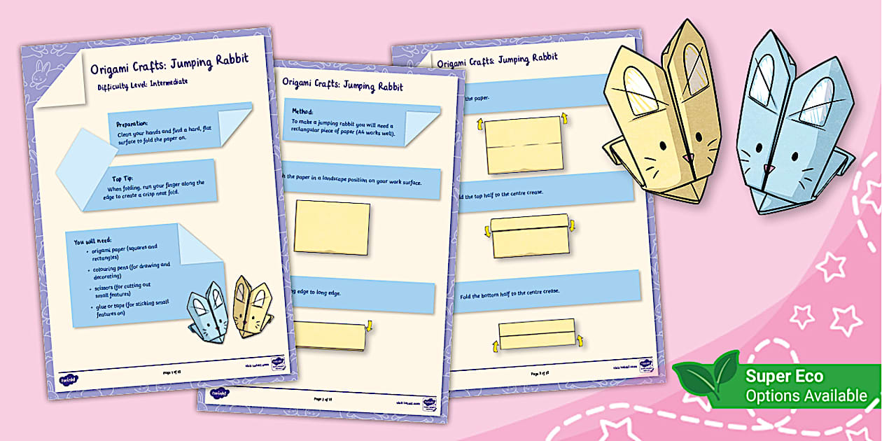 Origami Crafts: Jumping Rabbit (Ages 7 - 11) - Twinkl