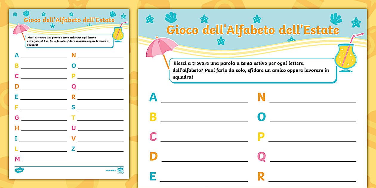 Gioco dell'Alfabeto dell'Estate