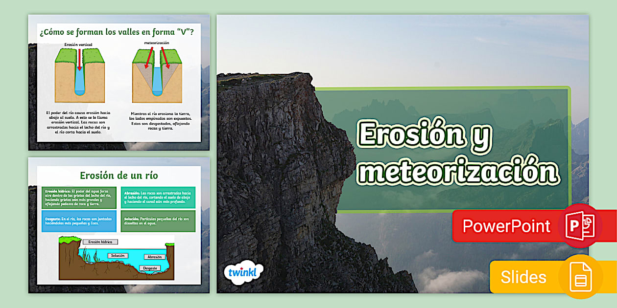 PowerPoint y Google Slides: Erosión y meteorización