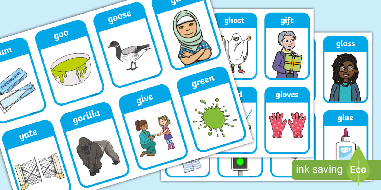 Initial g Sound Playing Cards - G Words for Kids - Twinkl