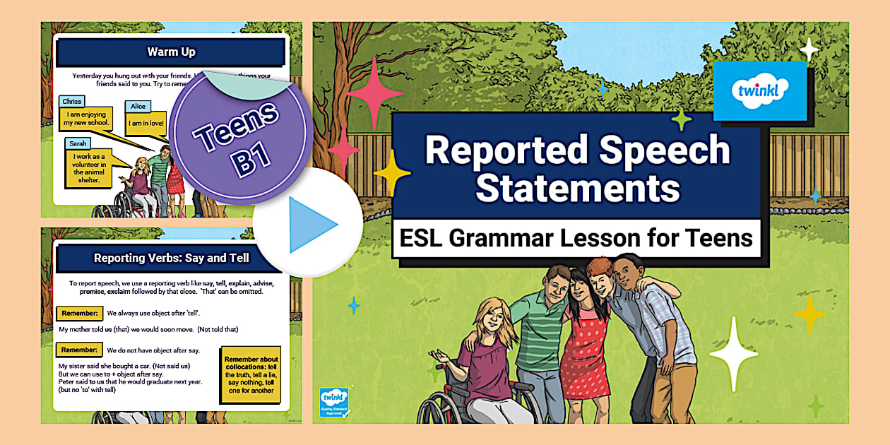 Reported Speech ESL Lesson for Teens (teacher made) - Twinkl